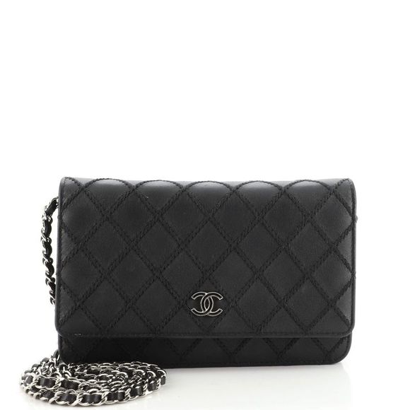 CHANEL | Bags | Chanel Diamond Stitch Wallet On Chain Quilted Lambskin ...